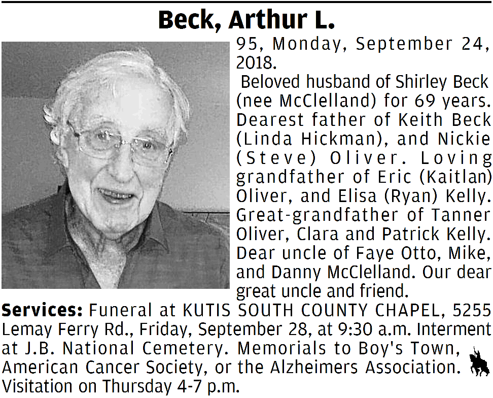 Beck, Arthur L. - Kutis Funeral Home Inc